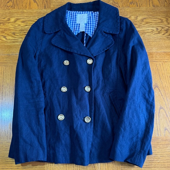 J. Crew | Jackets & Coats | J Crew Navy Blue Pea Coat With Relaxed Fit ...